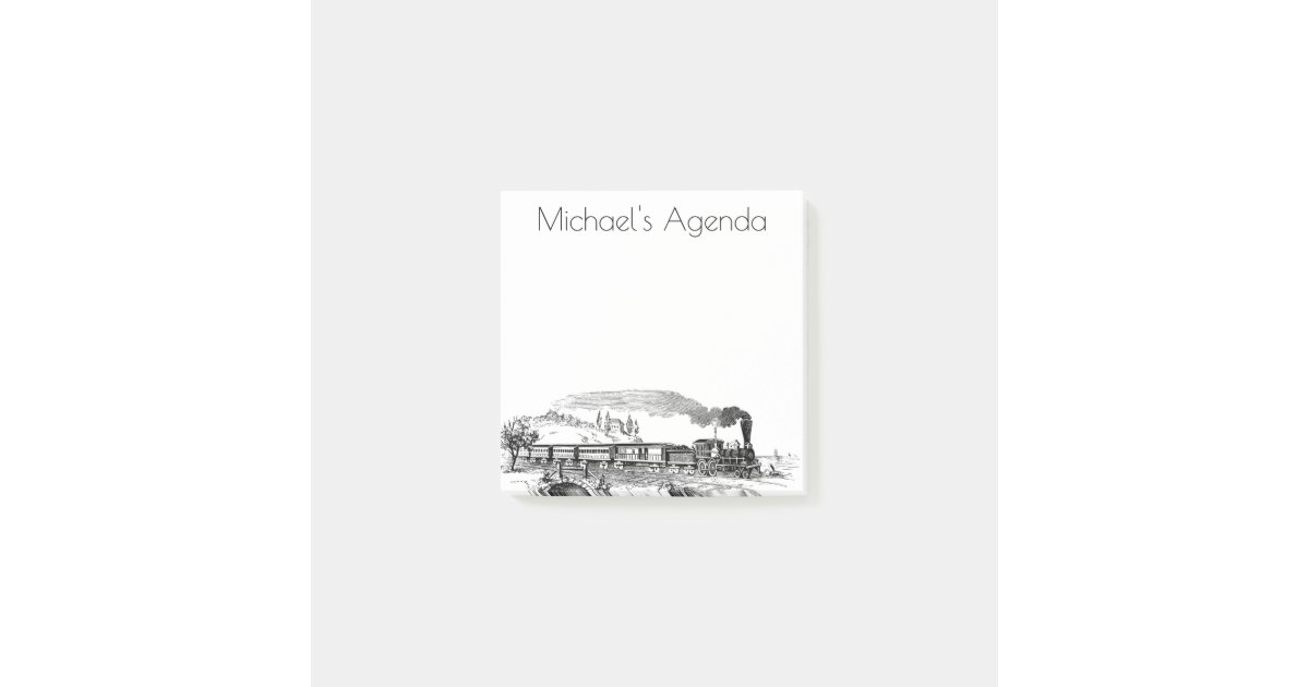 Vintage Steam Train Illustration in Countryside Post-it Notes | Zazzle