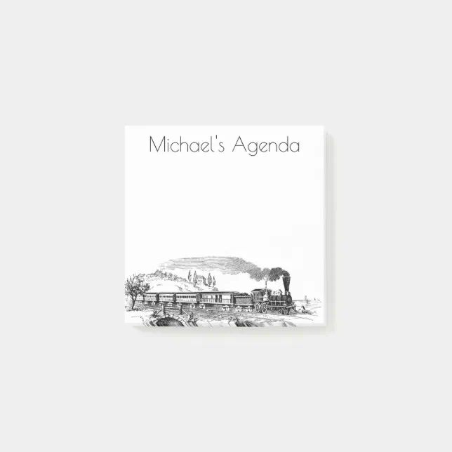 Vintage Steam Train Illustration in Countryside Post-it Notes | Zazzle