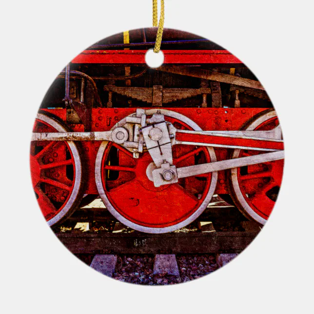 Vintage Steam Train Wheels Ceramic Ornament | Zazzle
