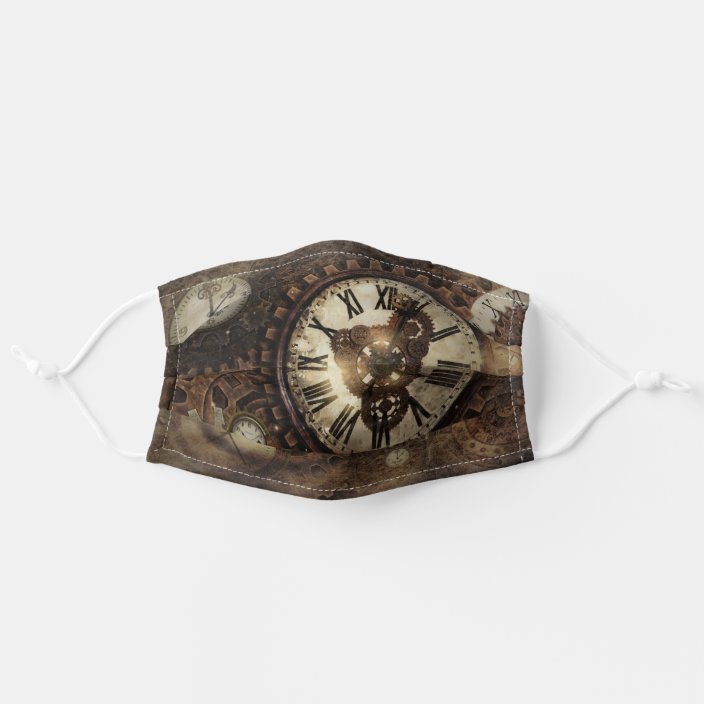 Vintage Steampunk Clocks Adult Cloth Face Mask | Zazzle.com