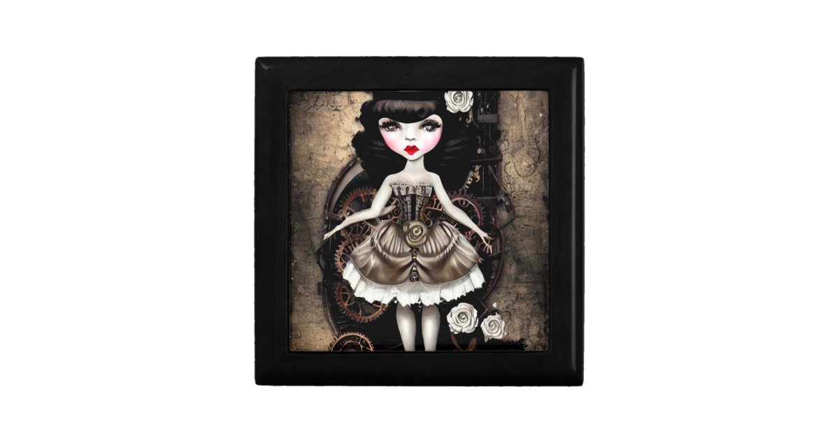 Vintage Steampunk Doll & Gears Gift Box | Zazzle