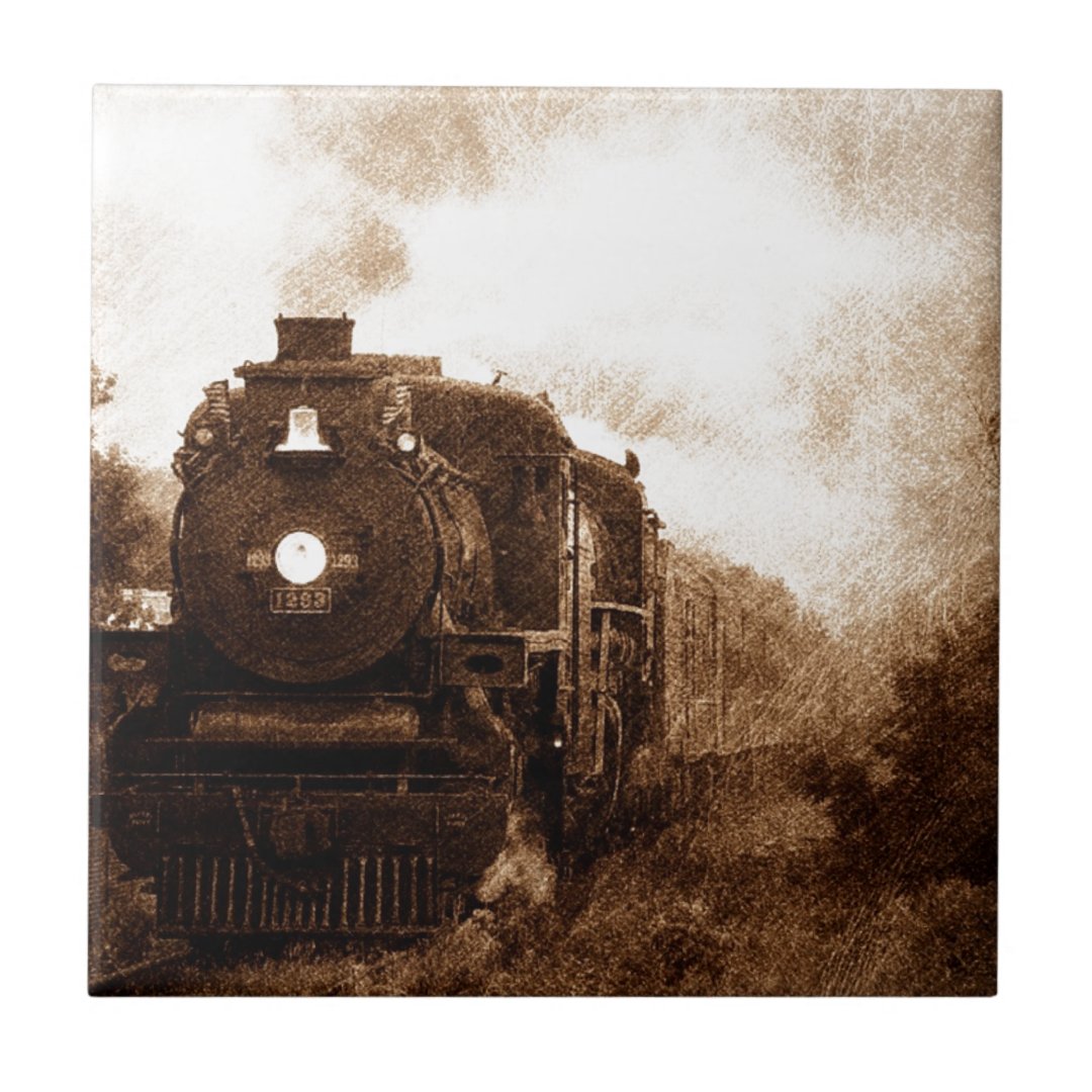 Vintage Steampunk Railroad Antique Steam Train Ceramic Tile | Zazzle