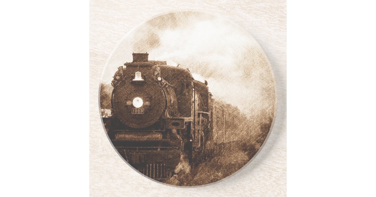 Vintage Steampunk Railroad Antique Steam Train Drink Coaster | Zazzle