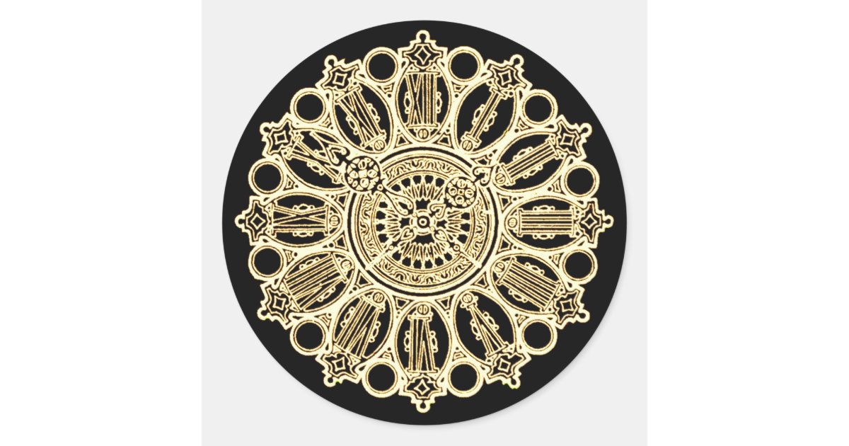 Vintage Steampunk Victorian Fancy Clock face Classic Round Sticker | Zazzle