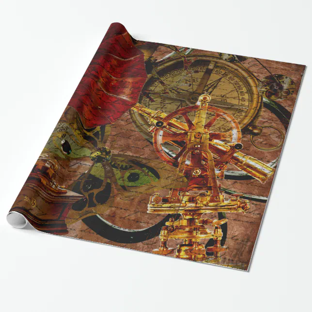 Vintage Steampunk Wallpaper Wrapping Paper | Zazzle