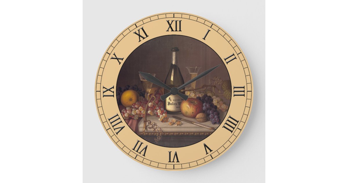 Vintage Still Life Painting Round Clock | Zazzle