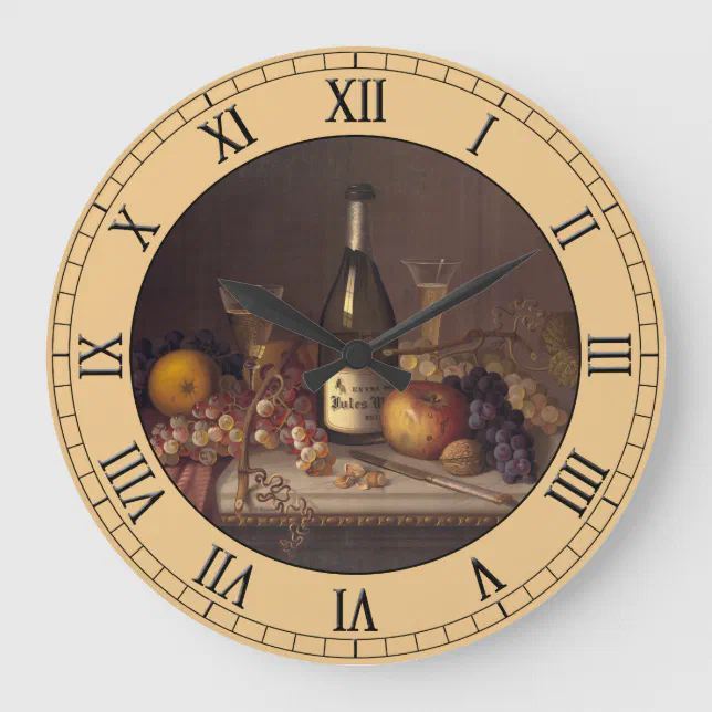 Vintage Still Life Painting Round Clock | Zazzle