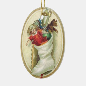 "Vintage Stocking" Christmas Tree Ornament | Zazzle