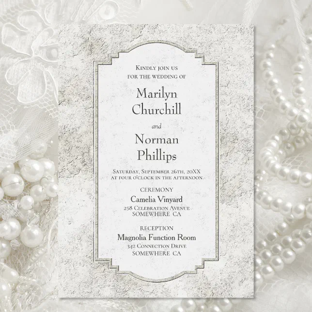 Vintage Stone Wedding Invitation | Zazzle
