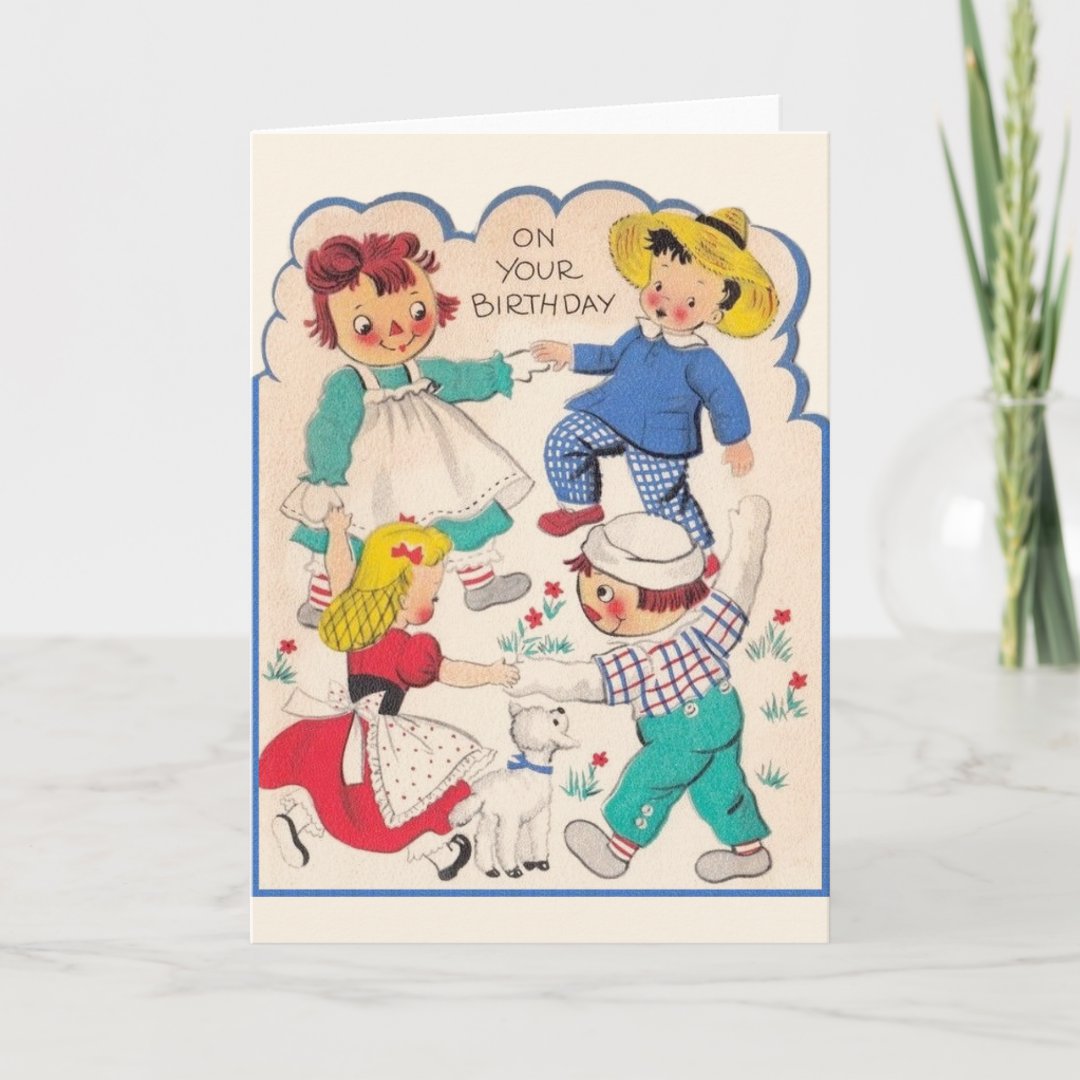 Vintage Story Book Characters Birthday Card | Zazzle