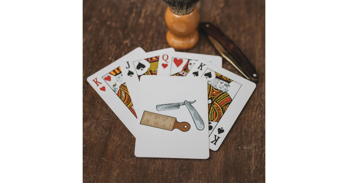 Vintage Straight Razor and Strop Barber Shop Poker Cards | Zazzle