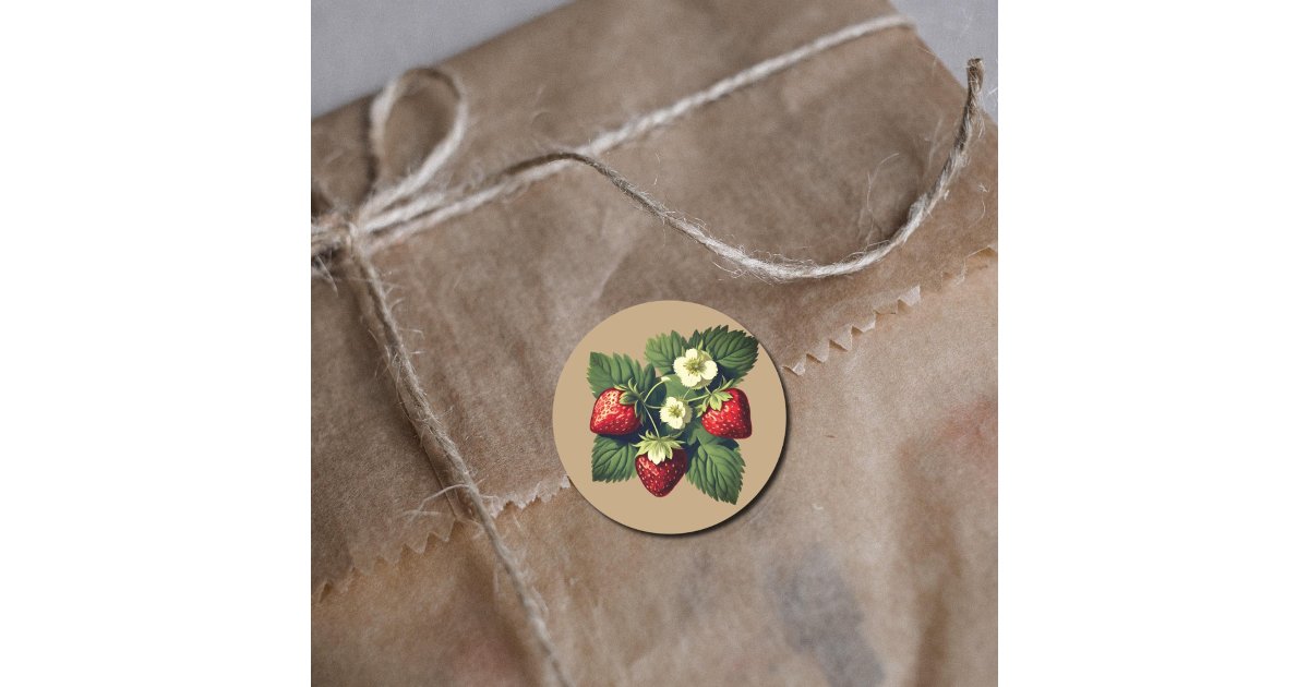 Vintage strawberries no2 classic round sticker | Zazzle
