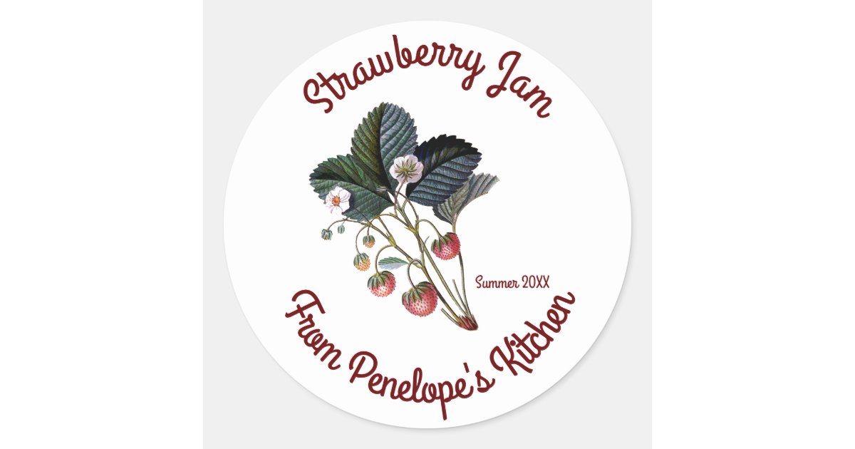 Vintage Strawberry Jam Label Your Kitchen Dated | Zazzle