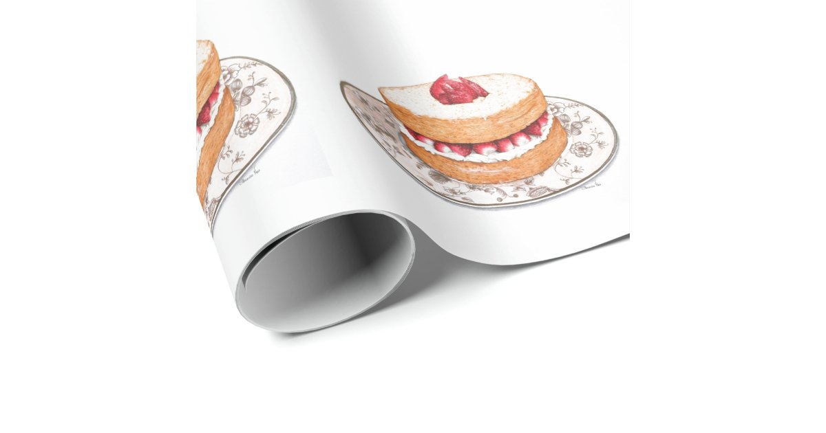 Vintage strawberry shortcake dessert wrapping paper | Zazzle