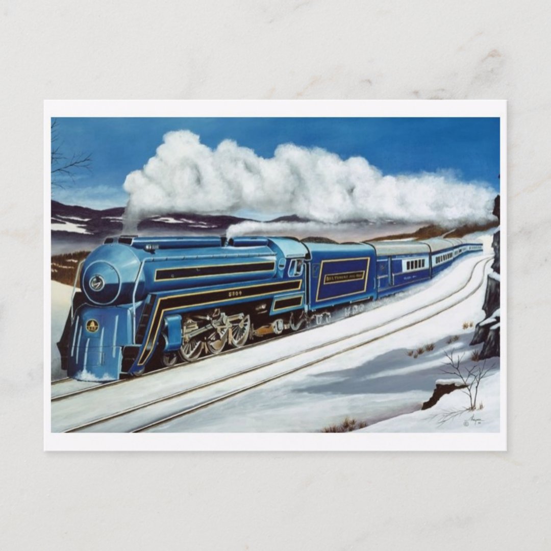 Vintage Streamline Steam Locomotive Postcard | Zazzle