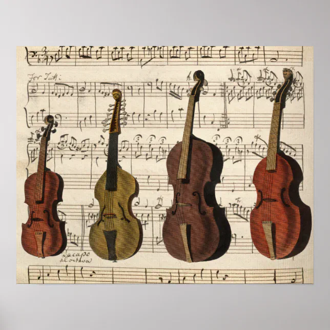 Vintage String Instruments Poster | Zazzle