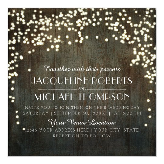 Vintage String Lights Rustic Barn Wood Outdoor Invitation | Zazzle.com