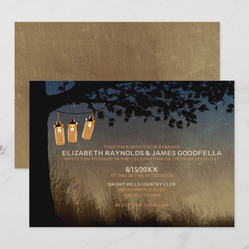 Vintage String Lights Wedding Invitations | Zazzle