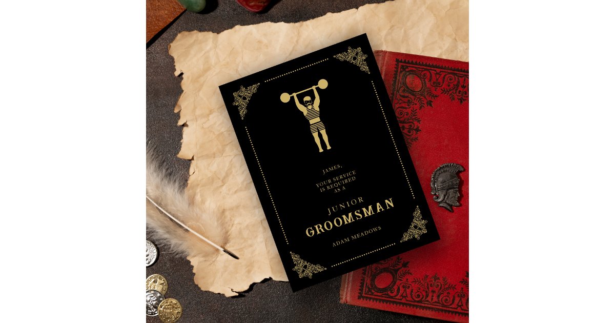 Vintage Strongman Fake Golden Junior Groomsman | Zazzle