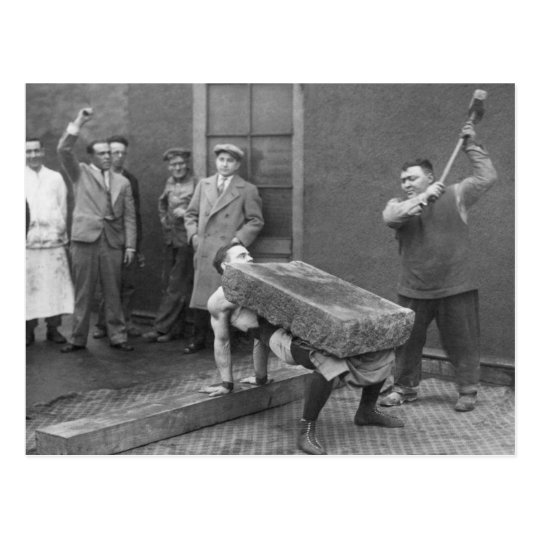 Vintage Strongman Rock Trick Postcard | Zazzle.com