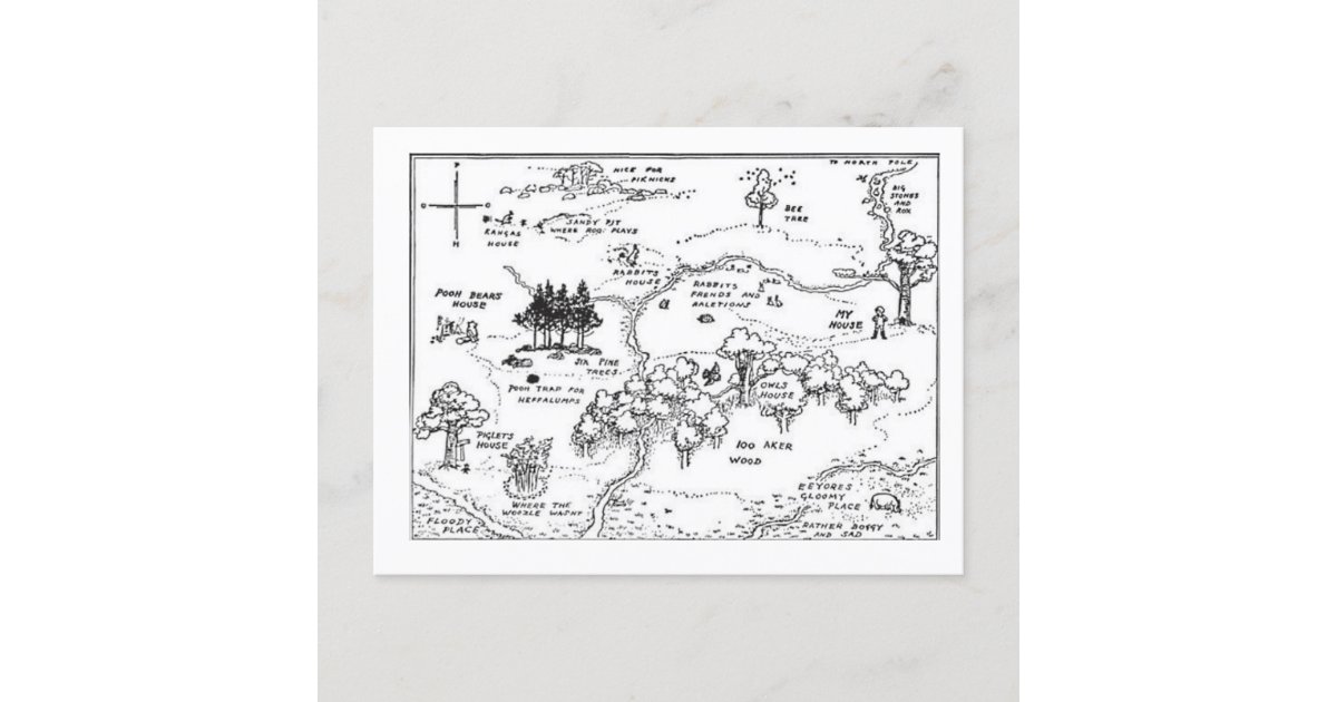 Vintage Style 100 Acre Woods Map Postcard | Zazzle