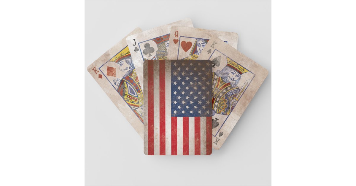 Vintage Style American Flag Antiqued Playing Cards | Zazzle.com
