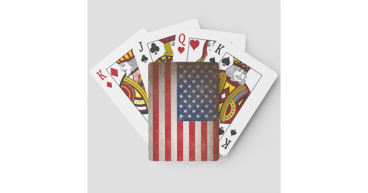 Vintage Style American Flag Antiqued Playing Cards | Zazzle