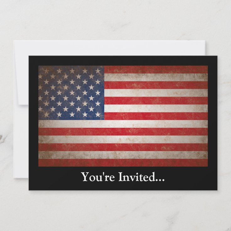 Vintage Style American Flag Patriotic Design Invitation | Zazzle