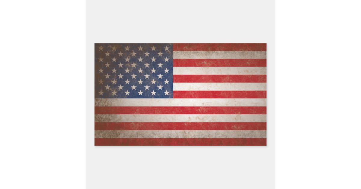 Vintage Style American Flag Patriotic Design Rectangular Sticker | Zazzle