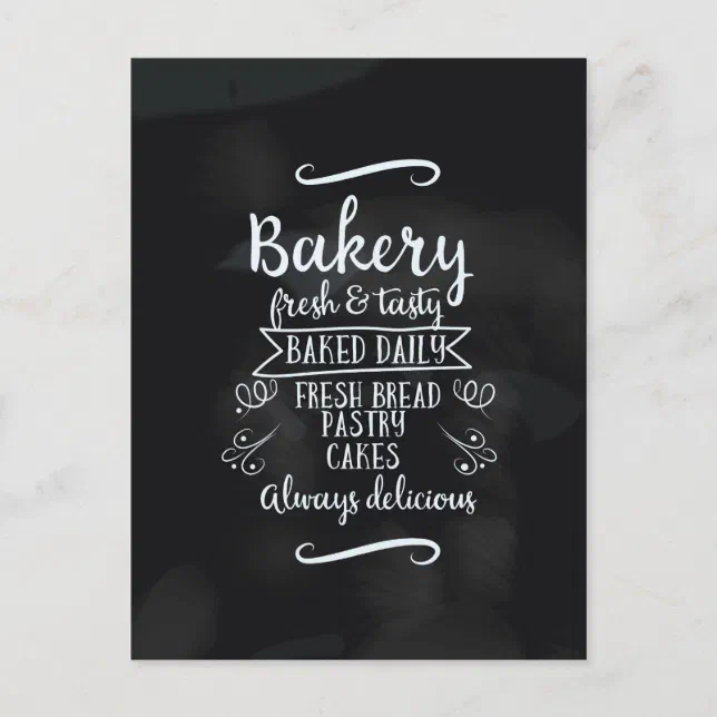 Vintage style Bakery Chalkboard poster Postcard | Zazzle