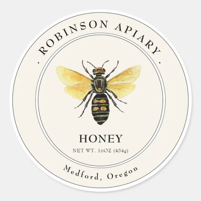 Vintage style Bee Honey Jar label | Zazzle