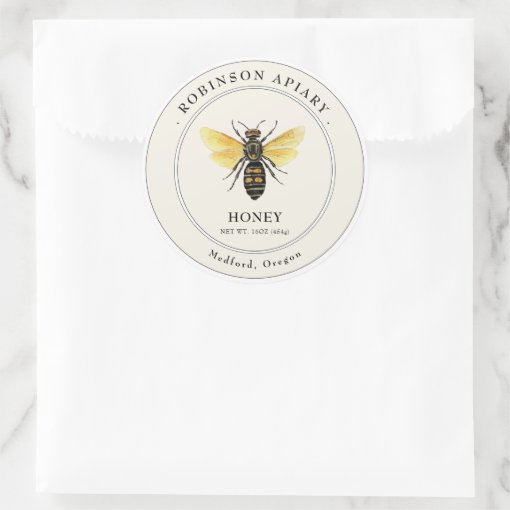 Vintage style Bee Honey Jar label | Zazzle