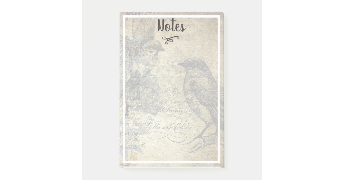 Vintage Style Birds Illustration Post-it Notes | Zazzle