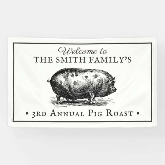 Vintage Style Black and White | Pig Roast Event Banner | Zazzle.com