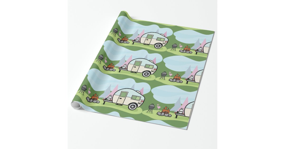 Vintage Style Camper Glossy Wrapping Paper | Zazzle