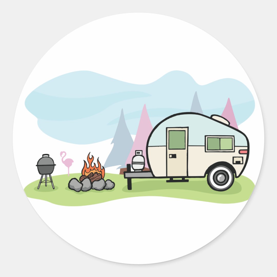 Vintage Style Camper Stickers | Zazzle