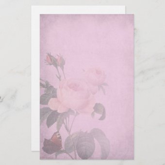 Vintage Style Dusky Pink Rose Writing Paper | Zazzle