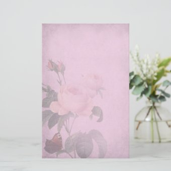 Vintage Style Dusky Pink Rose Writing Paper | Zazzle