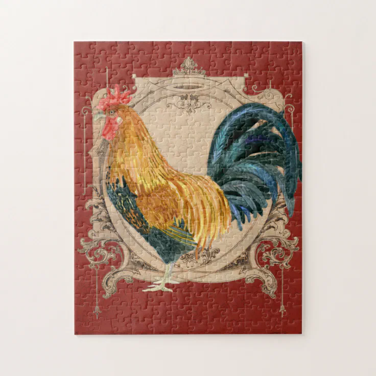 Vintage Style French Country Rustic Barn Rooster Jigsaw Puzzle | Zazzle