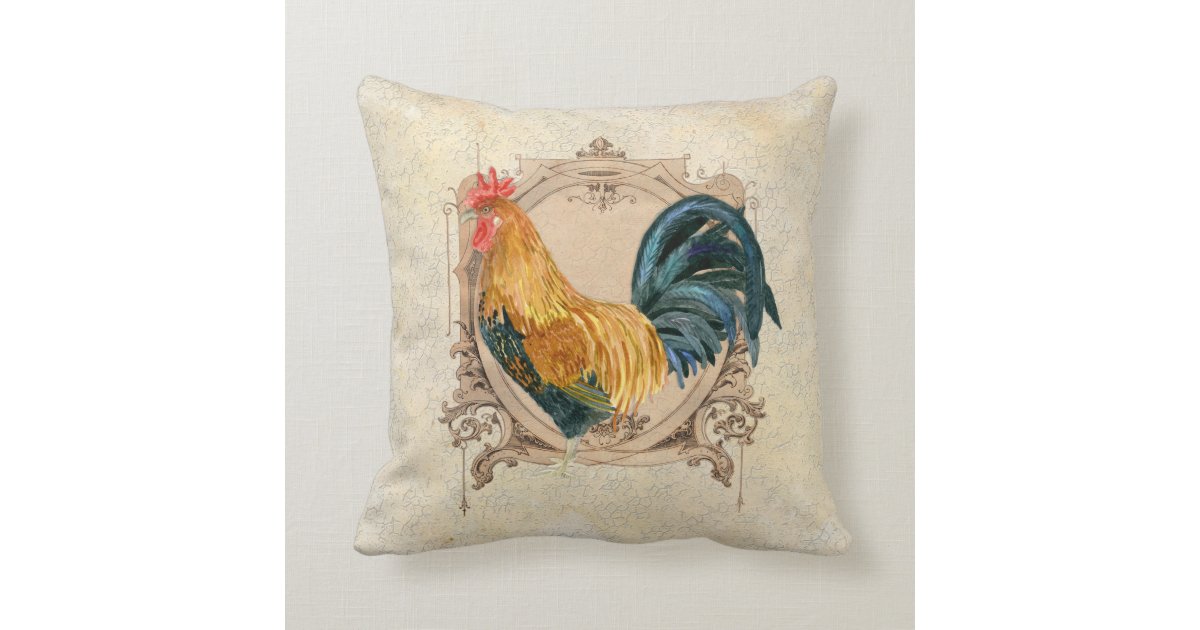 Vintage Style French Country Rustic Barn Rooster Throw Pillow | Zazzle.com