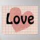 Vintage Style Heart and Love Art Poster in Pink | Zazzle