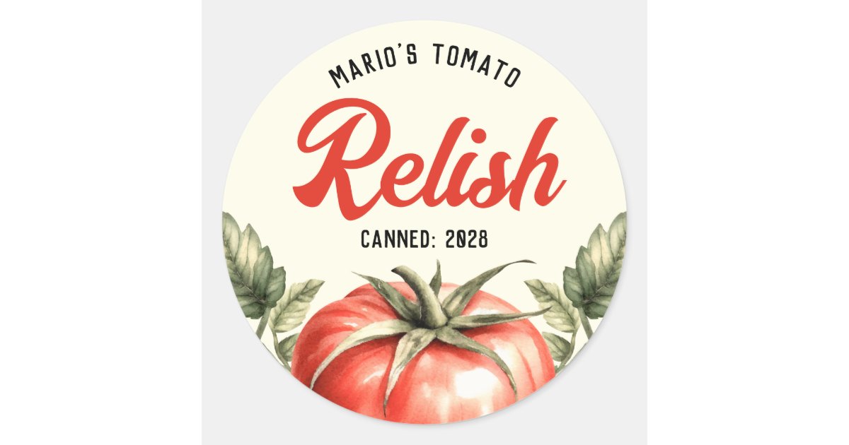 Vintage style Homemade Tomato Relish canning Classic Round Sticker | Zazzle