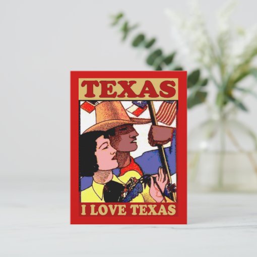 Vintage Style I Love Texas Postcard | Zazzle