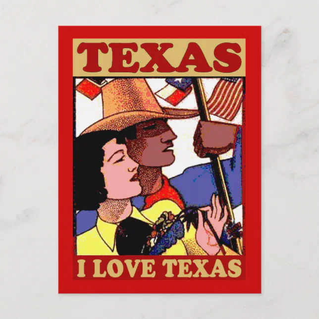 Vintage Style I Love Texas Postcard | Zazzle