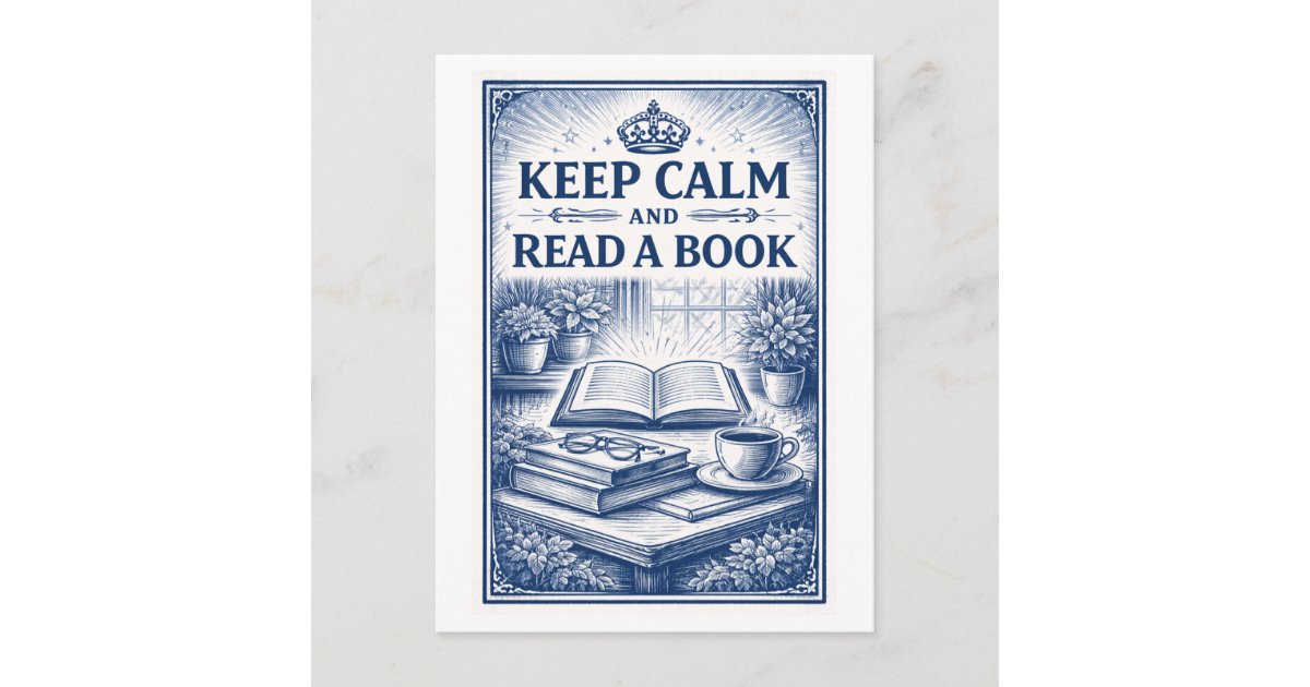 Vintage-Style "Keep Calm" Reading Postcard | Zazzle