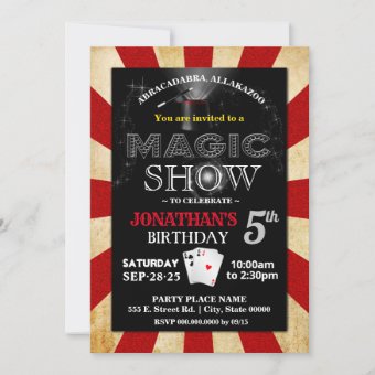 Vintage style Magic show birthday party Invitation | Zazzle