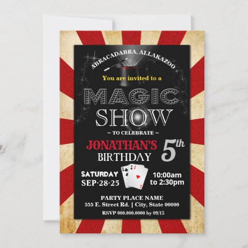 Vintage style Magic show birthday party Invitation | Zazzle