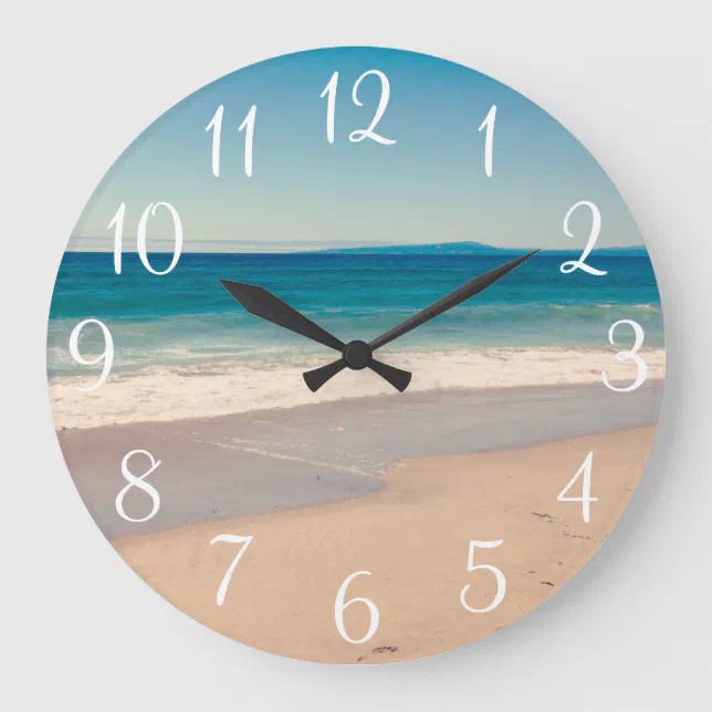 Vintage Style Monterey Bay Beach Photo Large Clock | Zazzle
