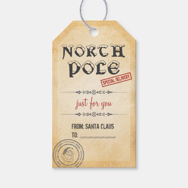 Vintage Style North Pole Christmas Gift Tags | Zazzle