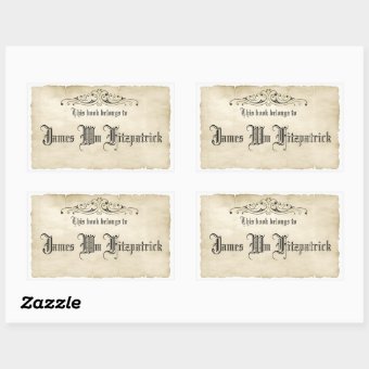 Vintage Style Old Parchment Book Name Label | Zazzle